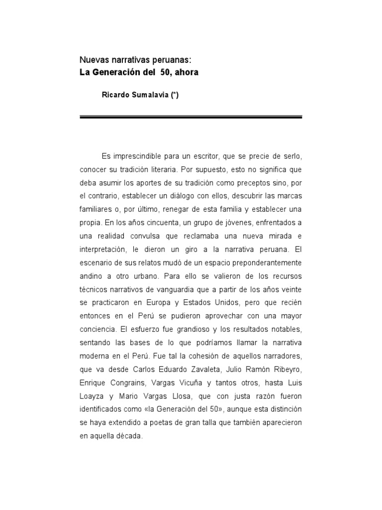 La Generacion 50 | PDF | Cuentos | Perú