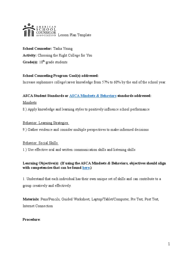 Revised Lesson Plan Template | PDF | School Counselor | Data