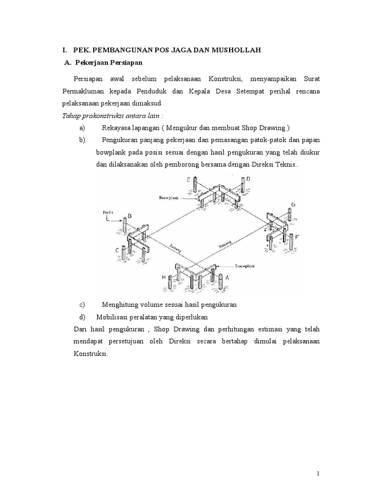 Pek. Pemb. Pos Jaga, Mushollah, Drainase, Paving Block, Pagar Dan Tower Air | PDF | Griya ...