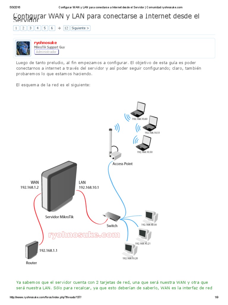 Configurar WAN y LAN Para Conectarse a Internet Desde El Servidor ...