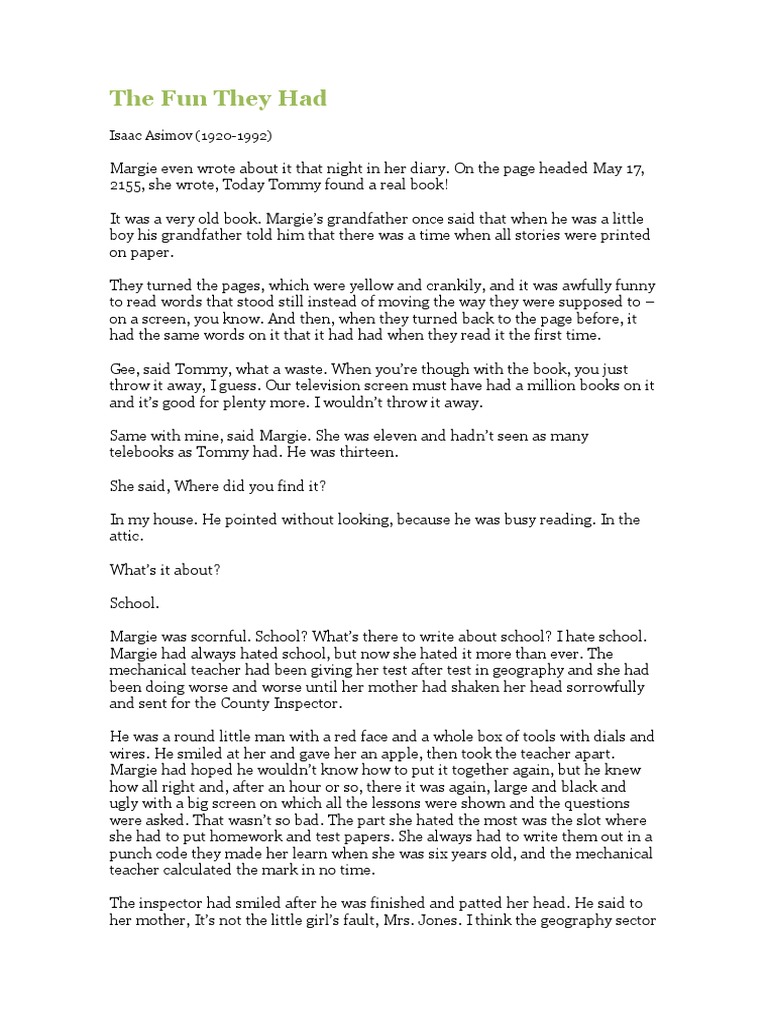 The Fun They Had | PDF