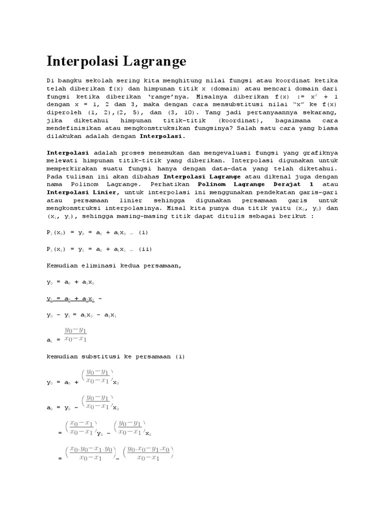Interpolasi Lagrange | PDF | Metode & Bahan Ajar | Sains & Matematika