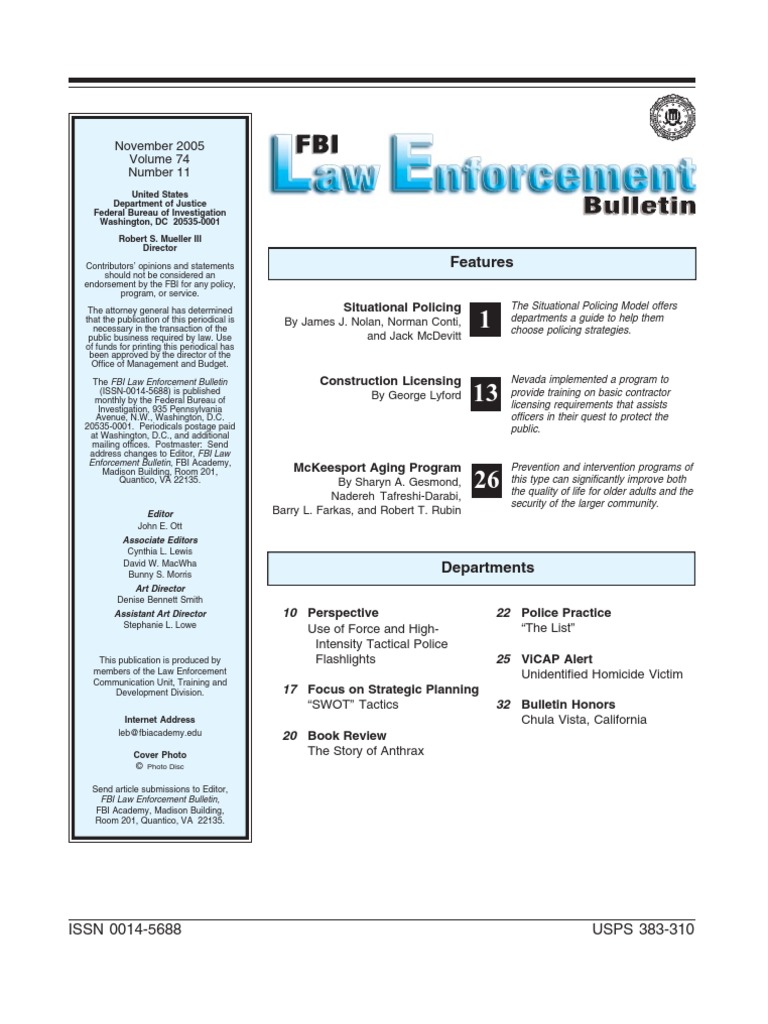 FBI Law Enforcement Bulletin - Nov05leb | Police | Police Officer