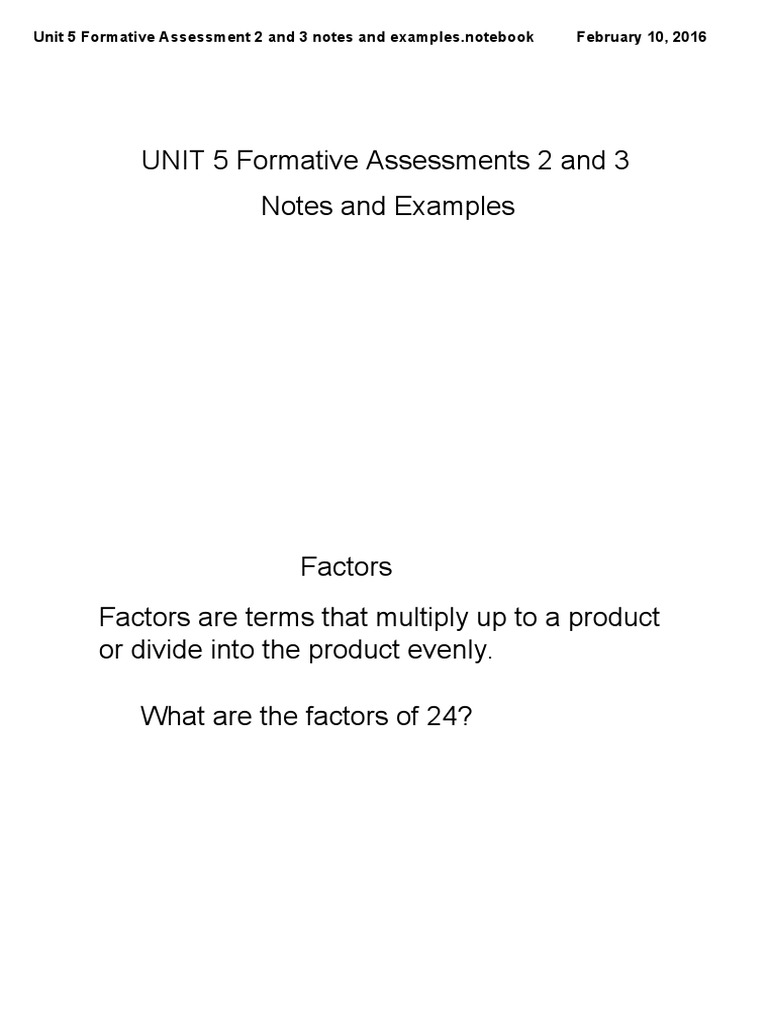 Unit 5 Formative Assessment 2 and 3 Notes and Examples | PDF