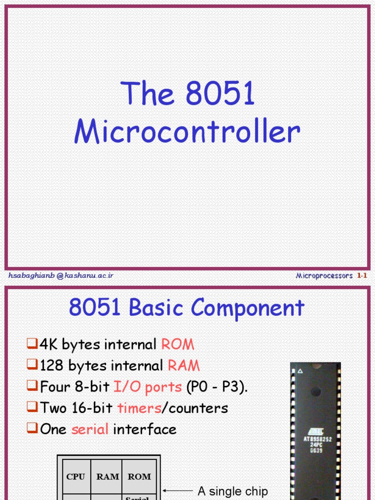 The 8051 Microcontroller: Hsabaghianb at Kashanu - Ac.ir 1 | PDF | Microcontroller | Central ...