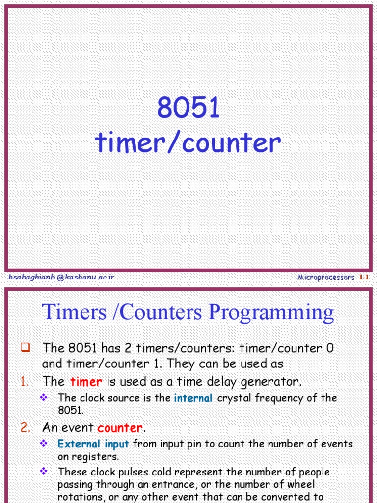 8051 Timer/counter: Hsabaghianb at Kashanu - Ac.ir 1 | PDF | Microcontroller | Areas Of Computer ...