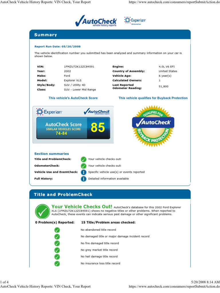 AutoCheck - Vehicle History Reports 1FMZU72K12ZC84591 VIN Check, Your ...