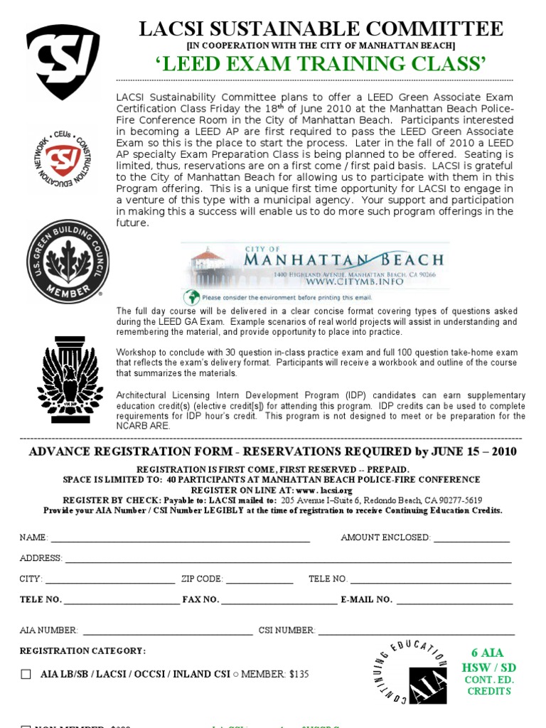 Leed Exam Training Class': Lacsi Sustainable Committee | PDF ...