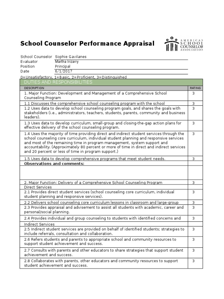 School Counselor Evaluation | PDF | School Counselor | Applied Psychology