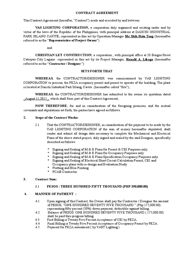 Contract Agreement - Docx2 | PDF | Virtue | Social Institutions