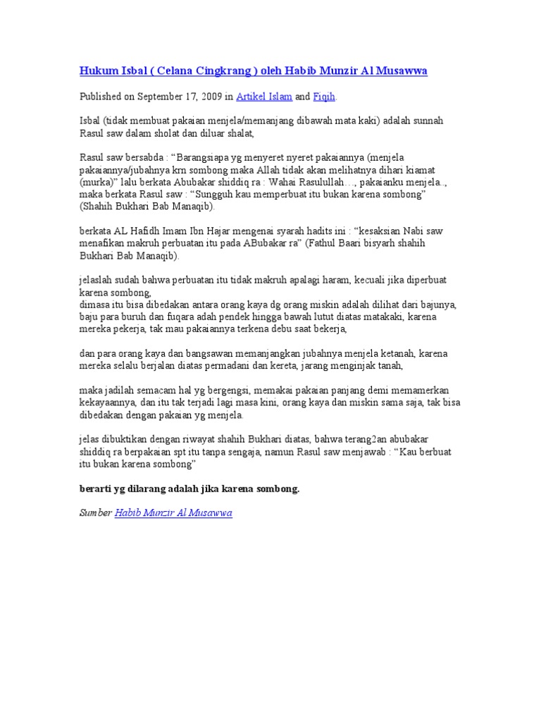 Hukum Isbal dalam Islam | PDF | Filsafat