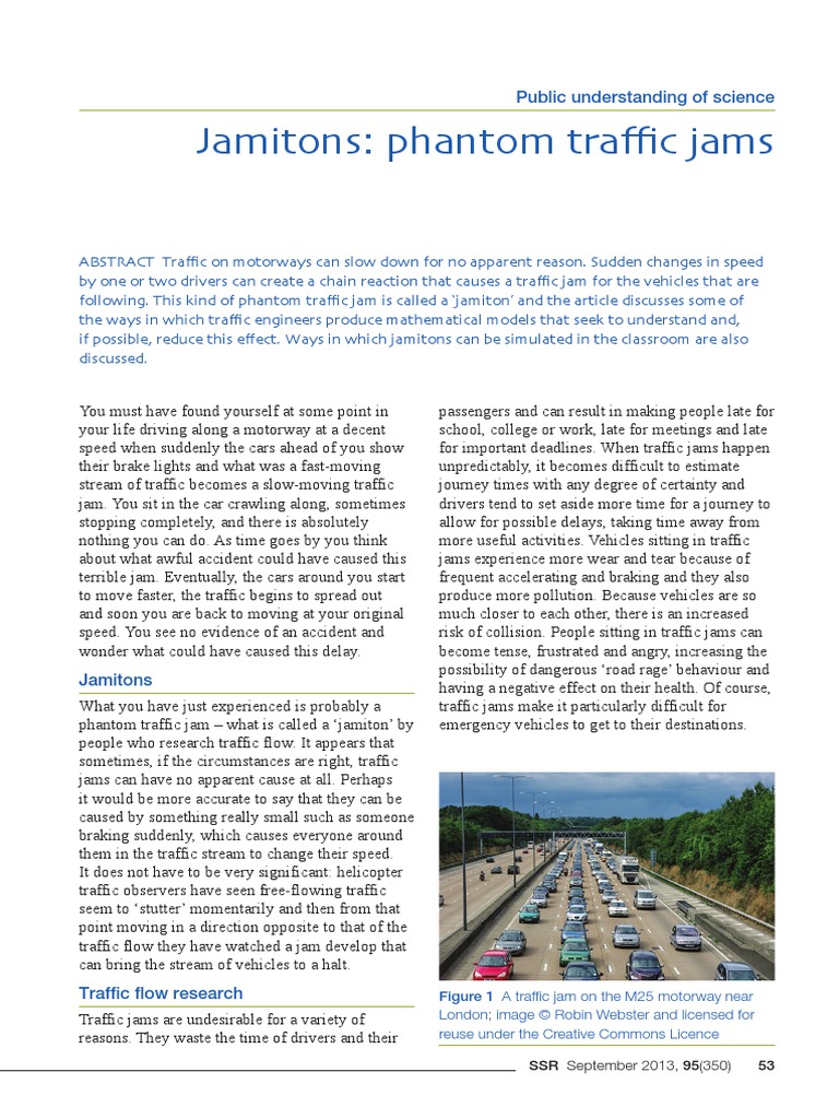Jamitons: Phantom Traffic Jams | PDF | Traffic Congestion | Spreadsheet