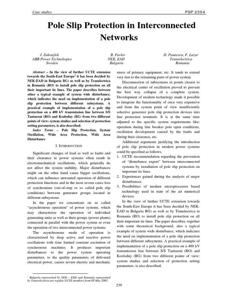 Pole Slip Protection | PDF | Electric Power System | Electric Power ...