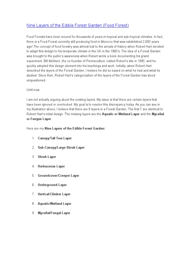 Nine Layers of The Edible Forest Garden | PDF | Trees | Landscape ...