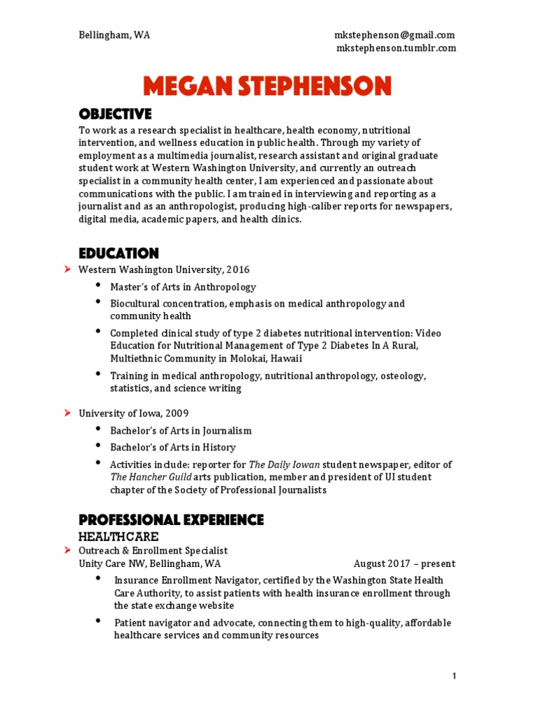 Megan Stephenson CV | PDF | Health Care | Anthropology