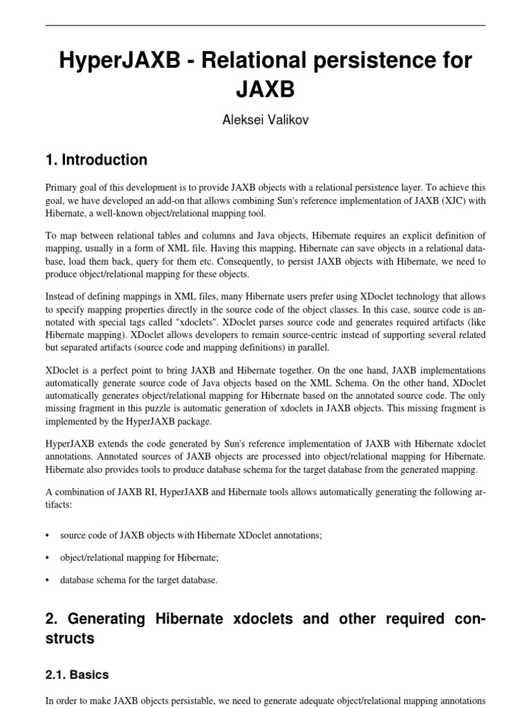 HyperJaxb Java Net | PDF | Xml Schema | Relational Database