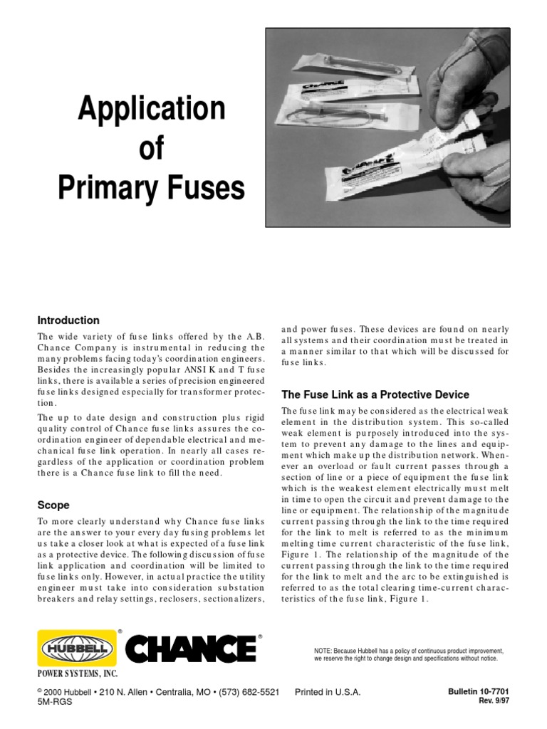 Application of Primary Fuses | PDF | Fuse (Electrical) | Transformer