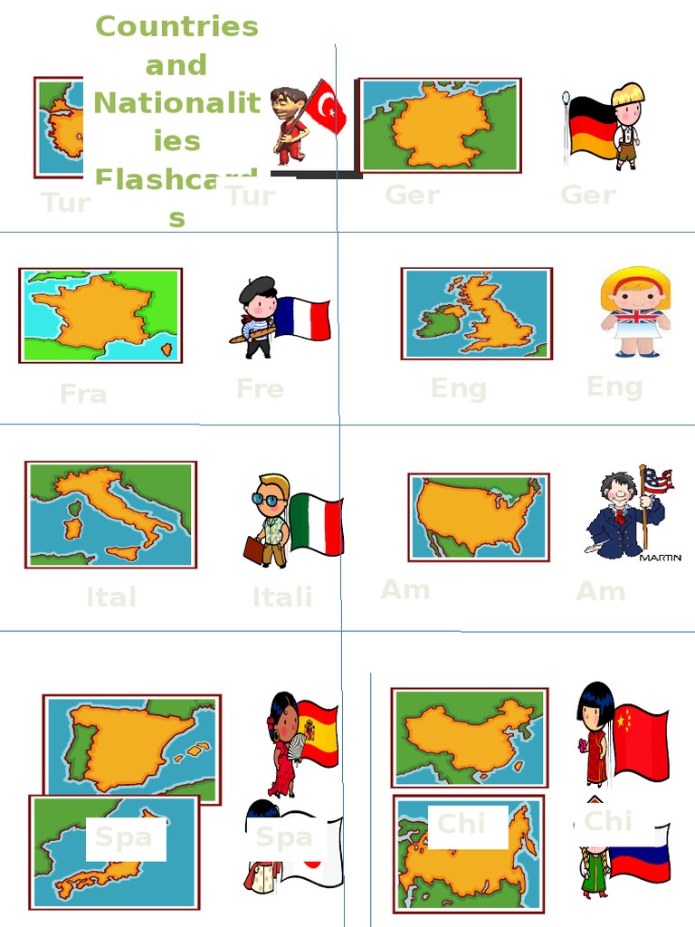 Countries and Nationalities Flashcards | PDF