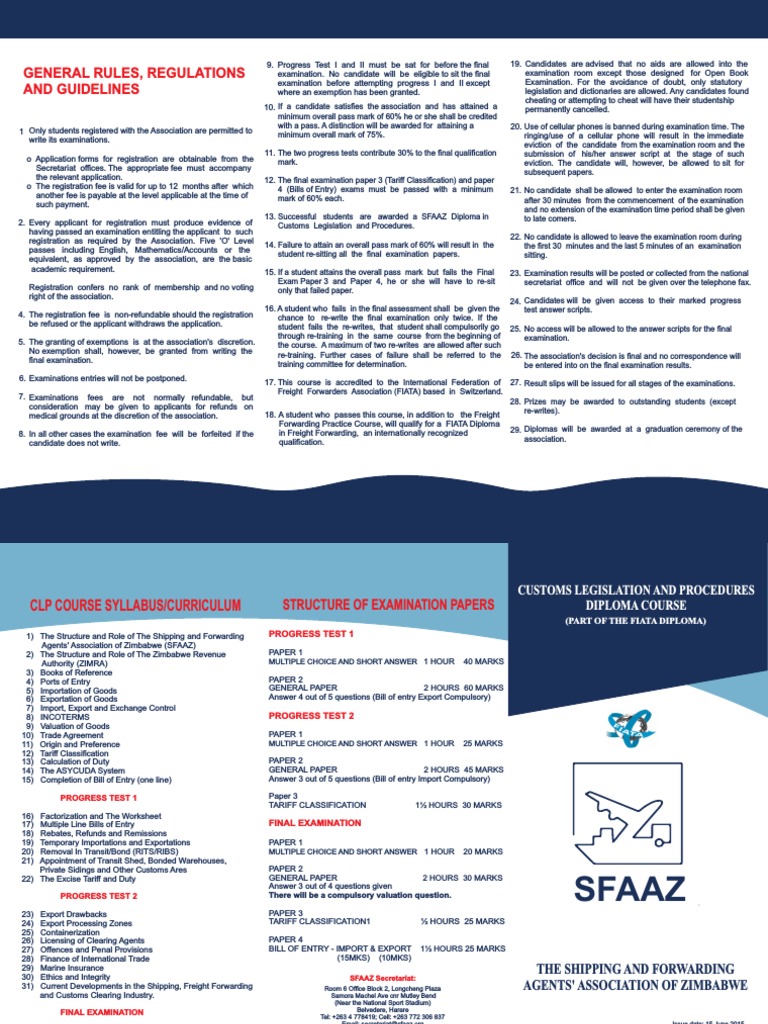 SFAAZ CLP Course Structure and Exams | PDF | Fee | Test (Assessment)