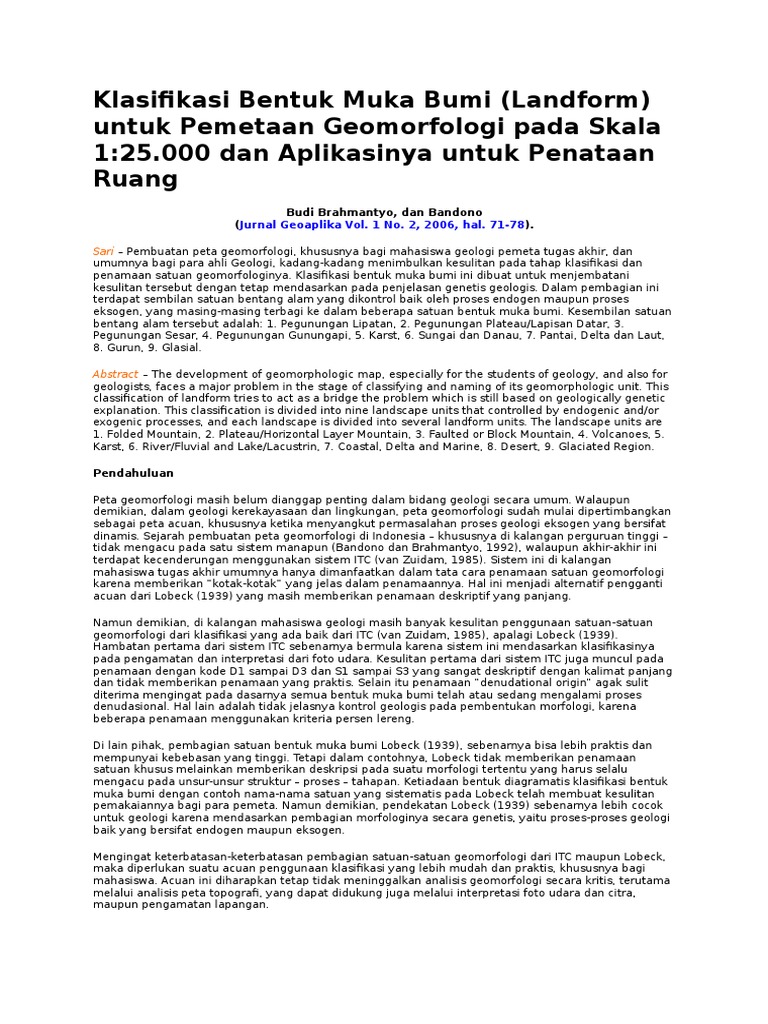 Klasifikasi Bentuk Muka Bumi | PDF | Sains & Matematika | Teknologi ...