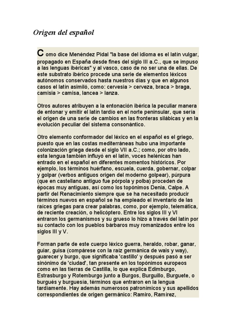Origen Del Español | PDF | Lengua española | latín