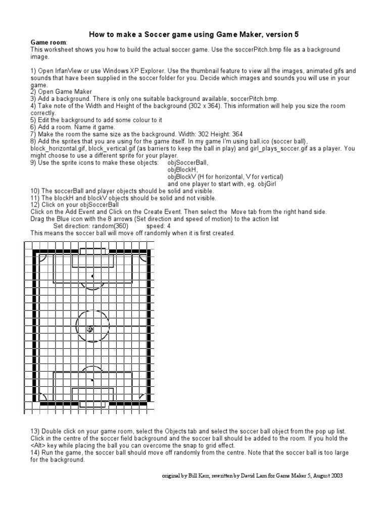 How To Make A Soccer Game Using Game Maker, Version 5 | PDF | Software ...