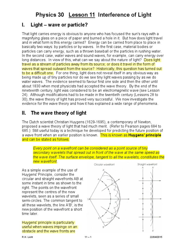 Interference of Light | PDF | Diffraction | Interference (Wave Propagation)
