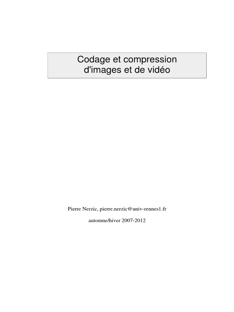 Codage Et Compression | PDF | Image numérique | Résolution d'image
