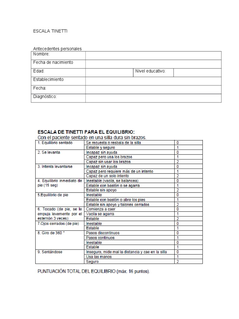 Escala Tinetti | PDF