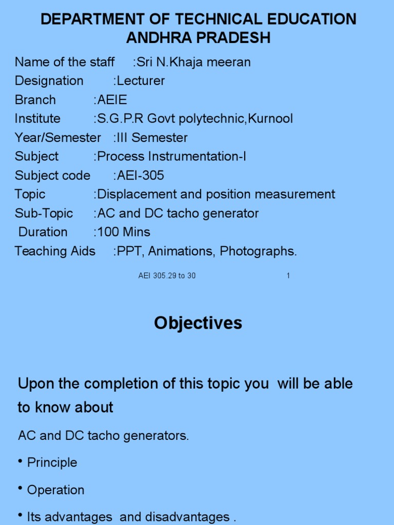 AC and DC Tacho Generators Overview | PDF | Electric Generator | Voltage