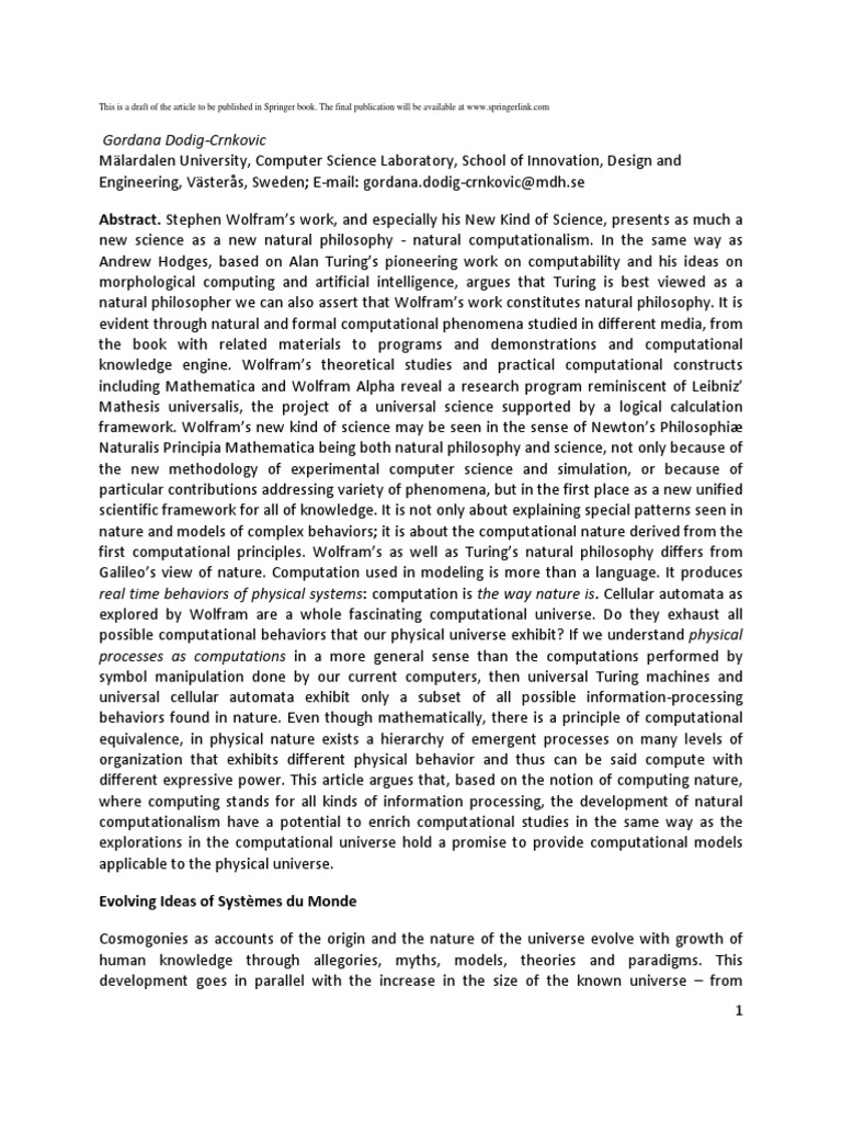 Wolfram and The Computing Nature: 10 Years After Wolfram's A New Kind ...