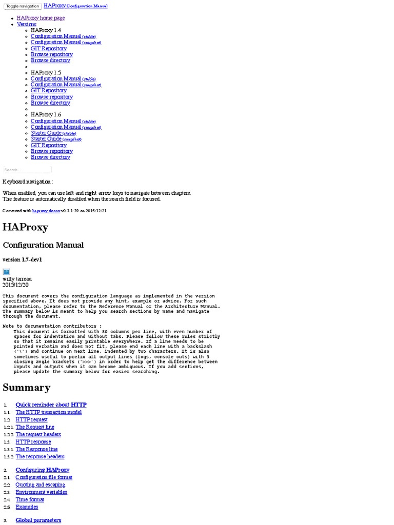 HAProxy Version 1.7-Dev1 - Configuration Manual | PDF | Hypertext Transfer Protocol | Port ...