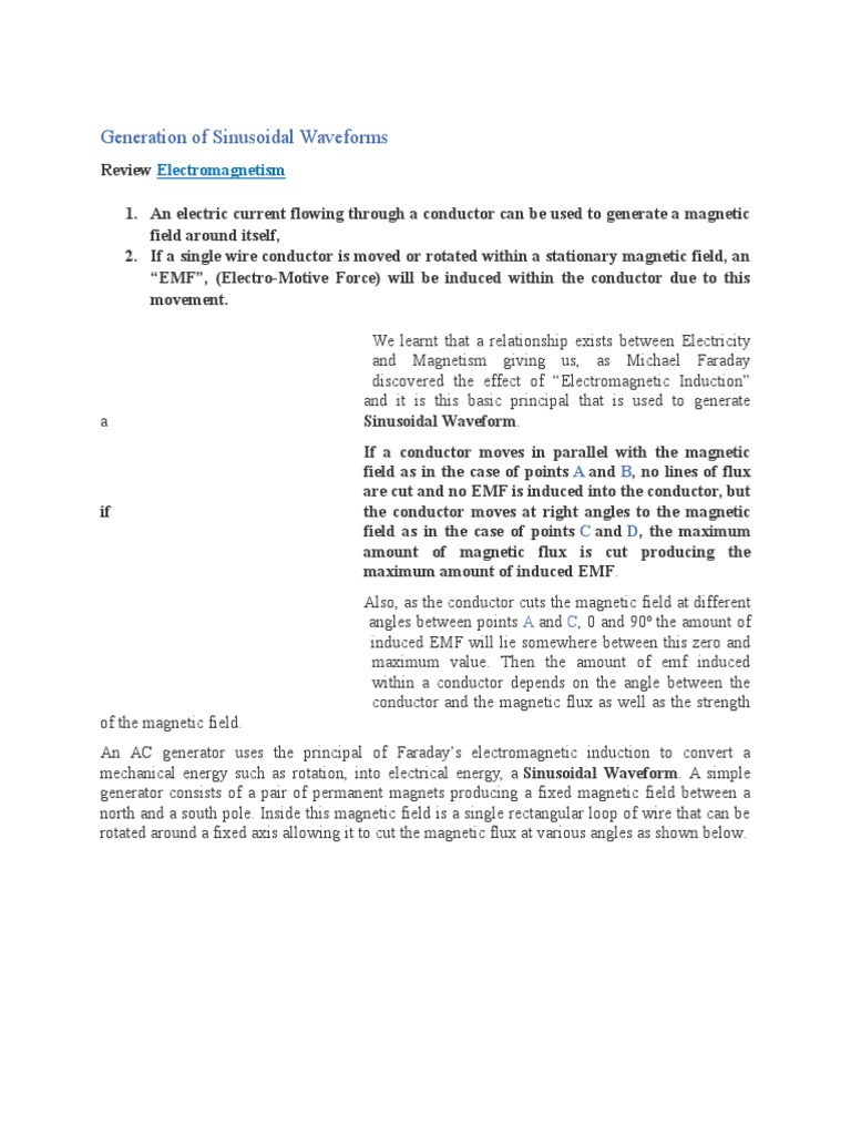 Sinusoidal Waveform Generation Explained | PDF | Magnetic Field ...