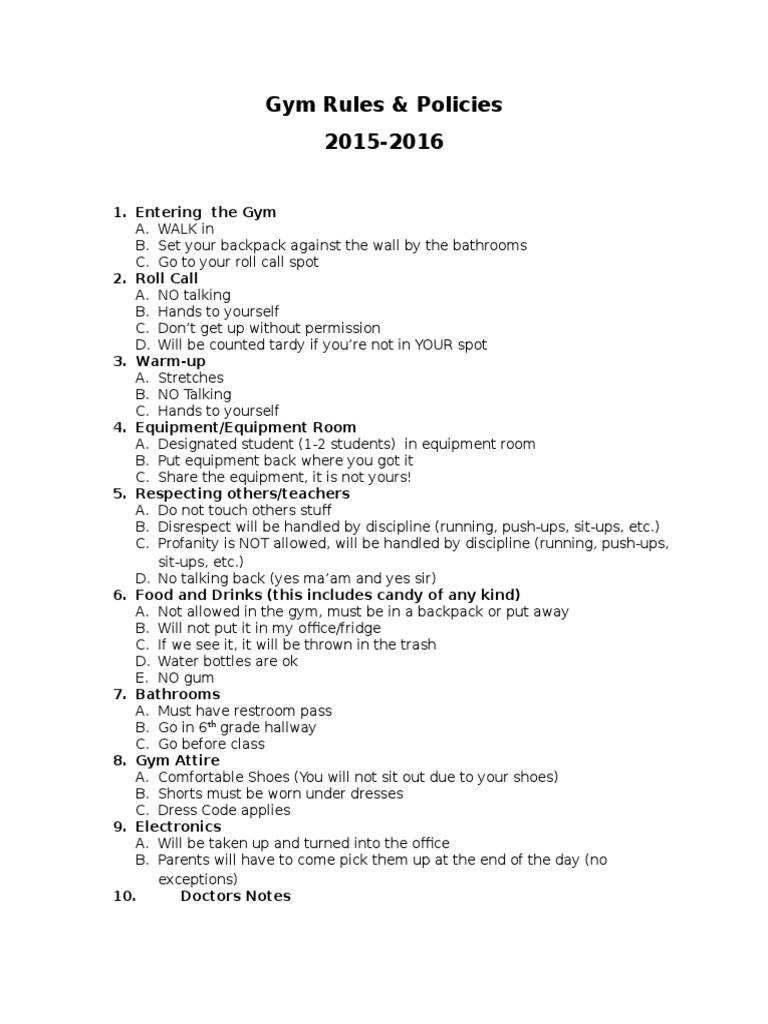 Gym Rules and Policies Overview | PDF | Career & Growth | Self-Improvement
