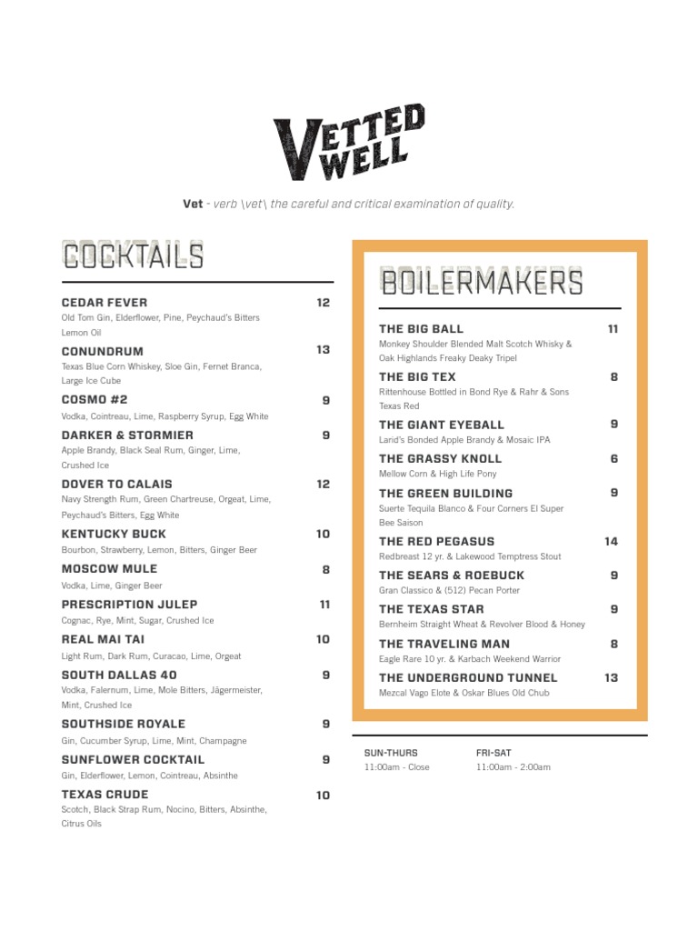 Boilermaker Cocktails Menu | PDF