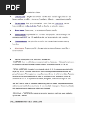 Habitat Termoacidofilos Arqueas | PDF | Archaea | Biología Celular)