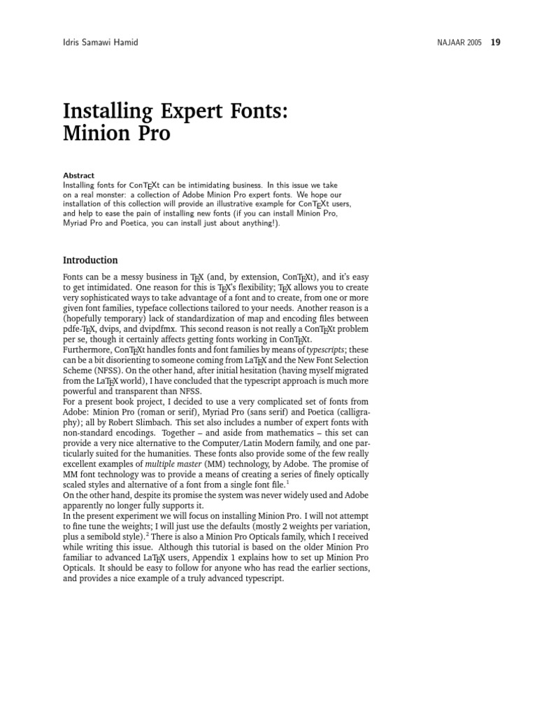 ConTEXt - Installing Expert Fonts - Minion Pro | PDF | Typefaces ...