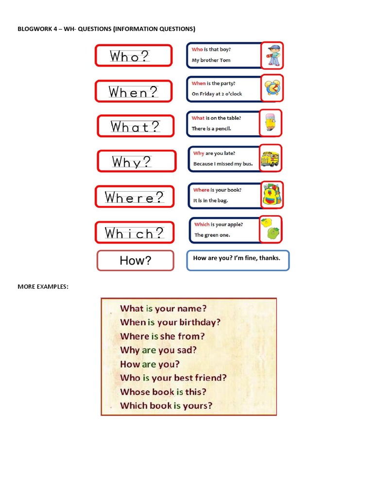Understanding 4 WH Questions | PDF