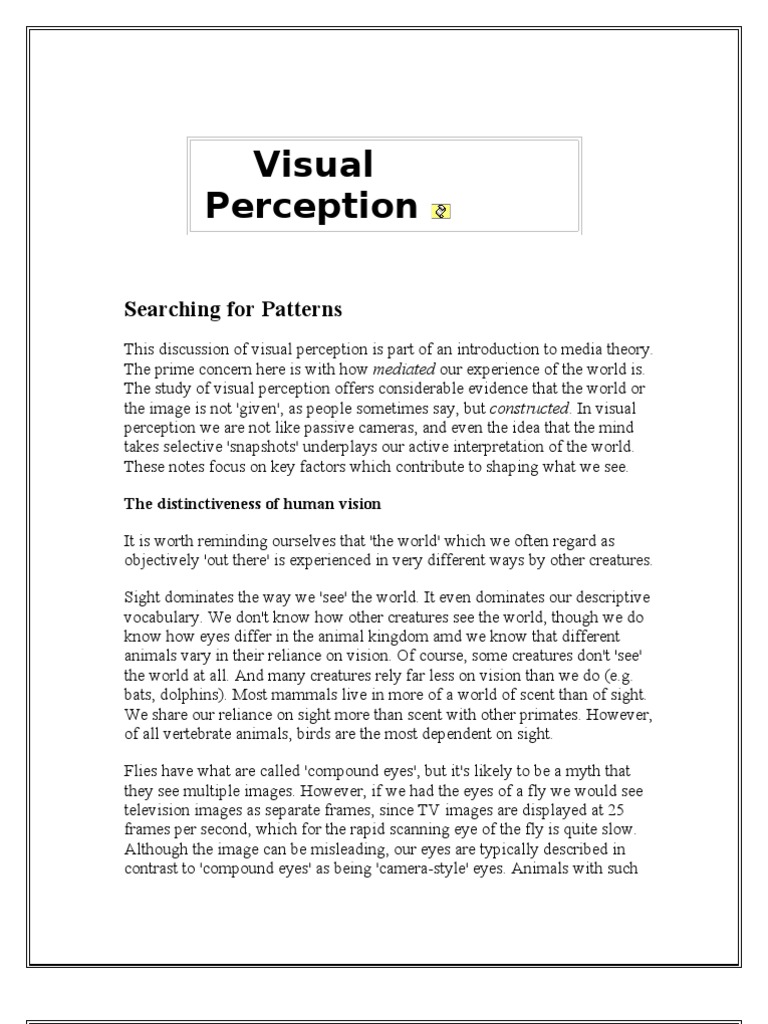 Visual Perception 1 | Download Free PDF | Eye | Perception