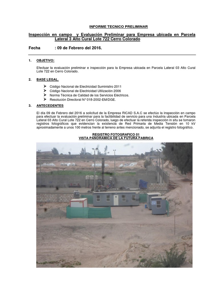 Informe Tecnico Sistema Electrico MT | PDF | Voltio | Energia electrica