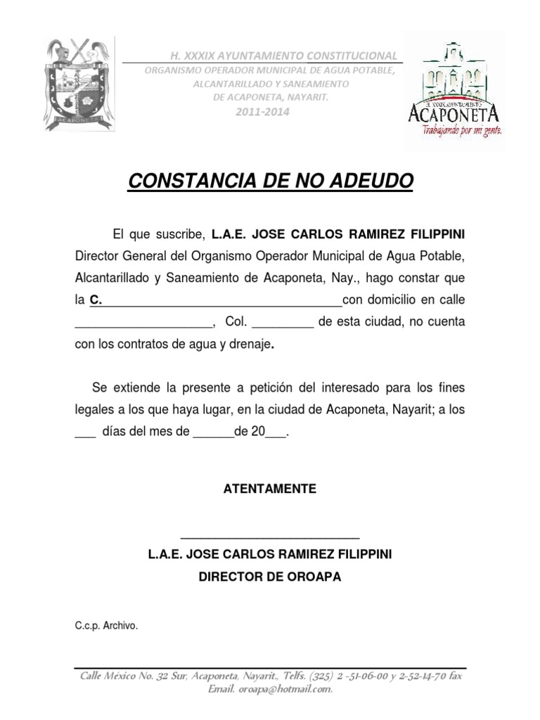Carta De No Adeudo / Gobierno De Sonora / Servicios Y Trámites – EEUKQZ