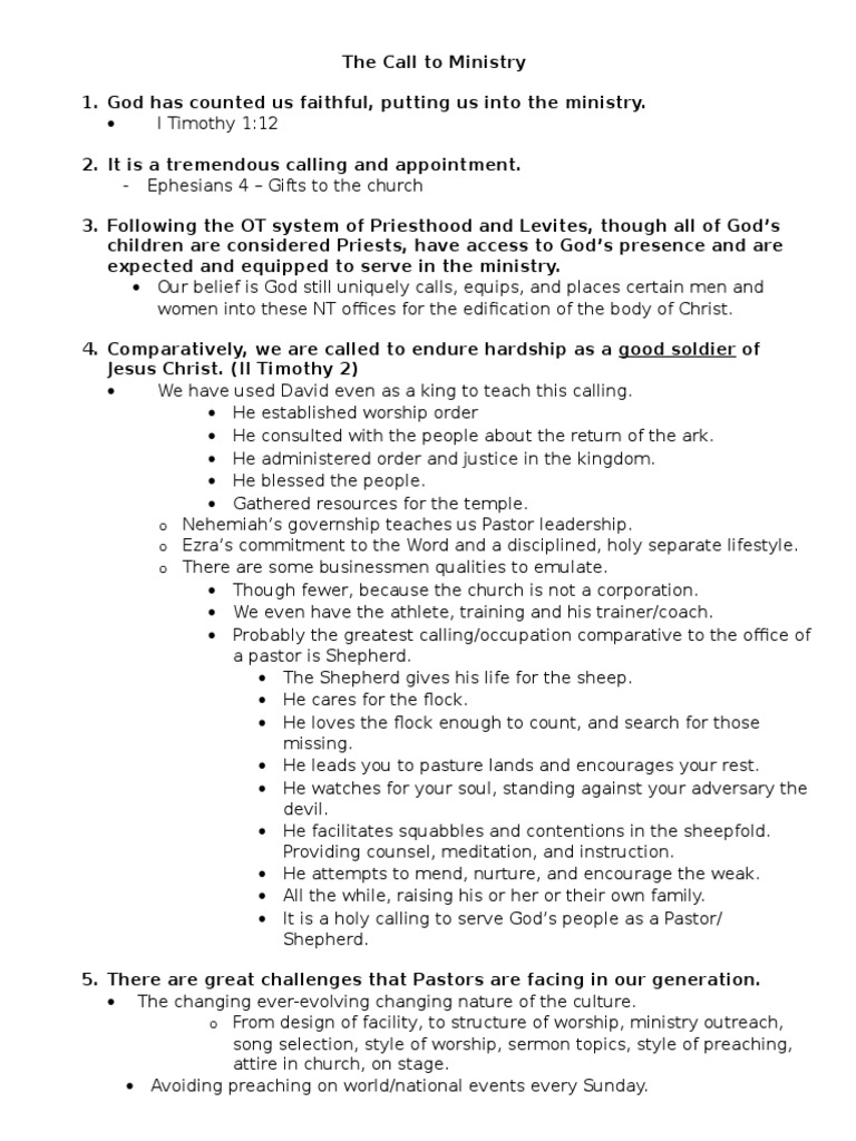 The Call To Ministry | PDF | Sermon | Priest