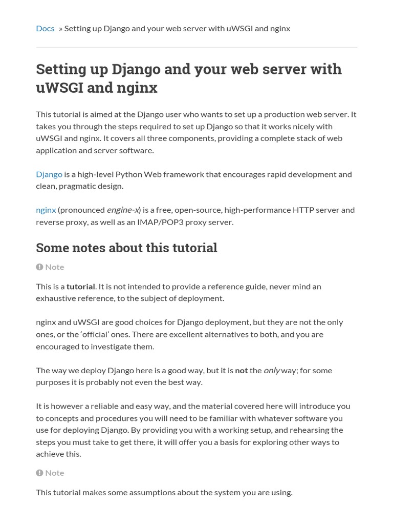 Setting Up Django and Your Web Server With UWSGI and Nginx - UWSGI 2 | PDF | Port (Computer ...