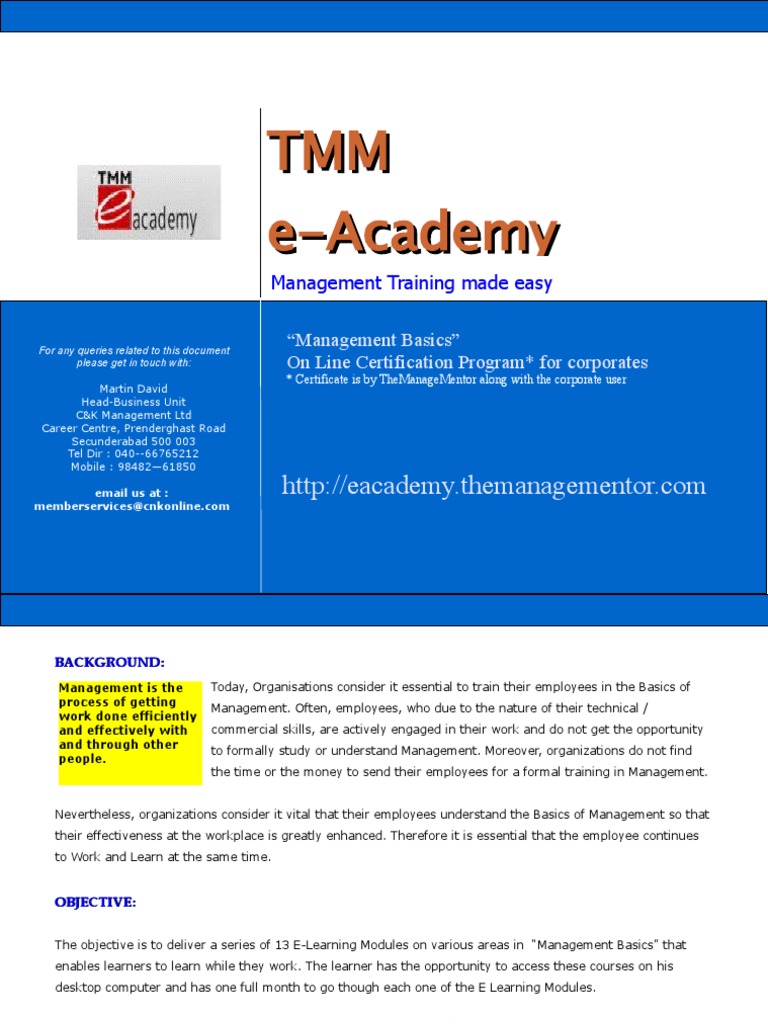 The TMI E-Academy | PDF | Learning | Educational Technology