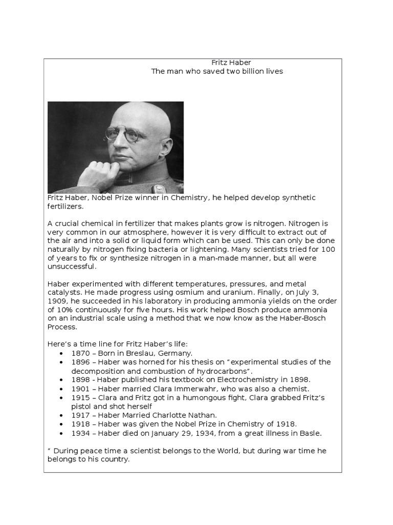 Fritz Haber | PDF | History