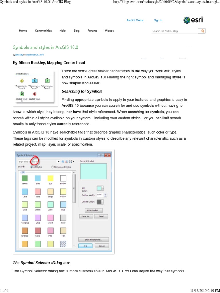 Symbols And Styles In Arcgis 10.0: By Aileen Buckley, Mapping Center Lead