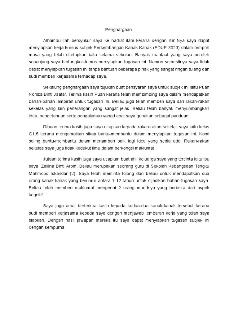 Contoh Penulisan Penghargaan | PDF