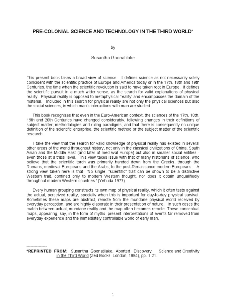 1.2. A-Pre-Colonial Science and Technology in The Third Worl | PDF ...