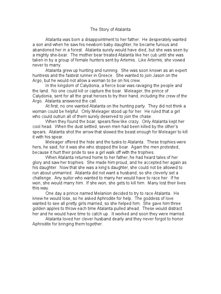 The Story of Atalanta | PDF