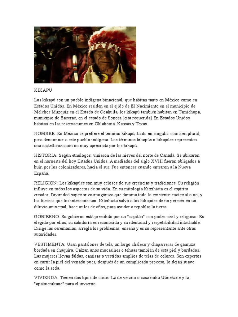Cultura Kikapu | PDF | Folklore Mexicano | Pueblos Indígenas de América ...